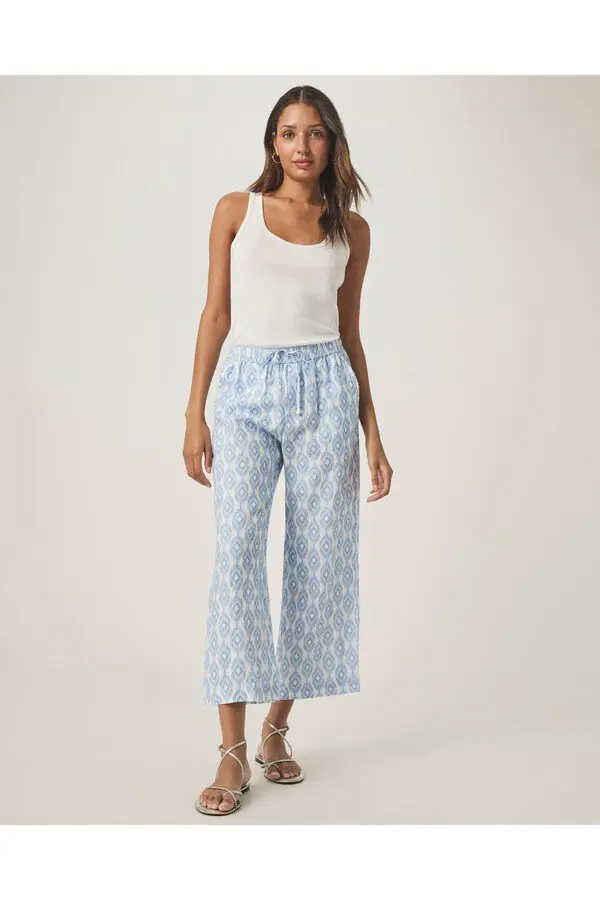 Splendid Angie Ikat Cropped Wide-leg Pants