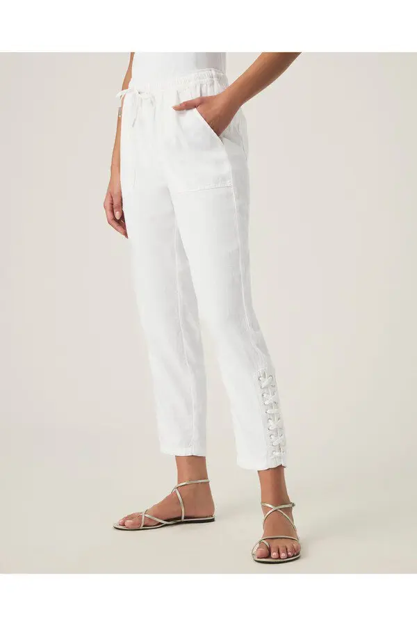 Splendid Straight Leg Lace-up Pant - White