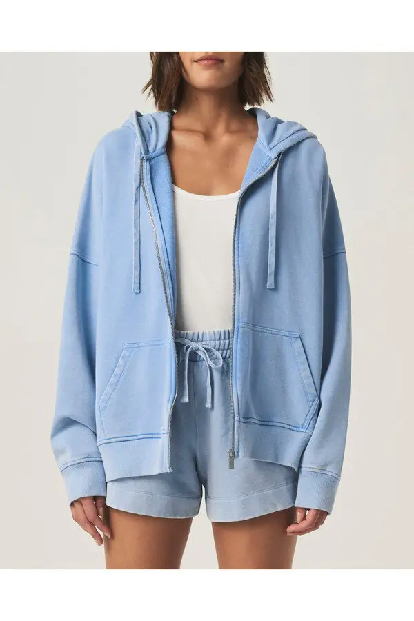 Splendid Stripe Terry Zip Up Hoodie