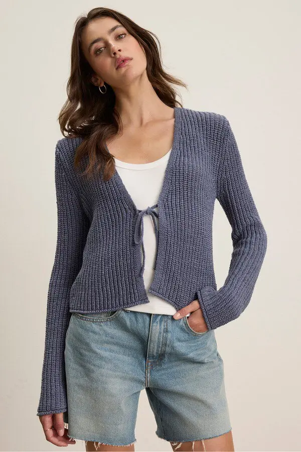 Velvet By Graham & Spencer Thalia Cropped Cardigan - Denim