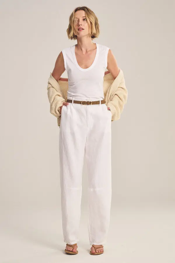 Velvet By Graham & Spencer Taylor Linen Pant - White