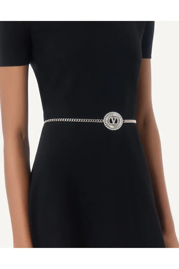 Valentino Garavani Vlogo Signature Chain Belt With Crystals - Natural