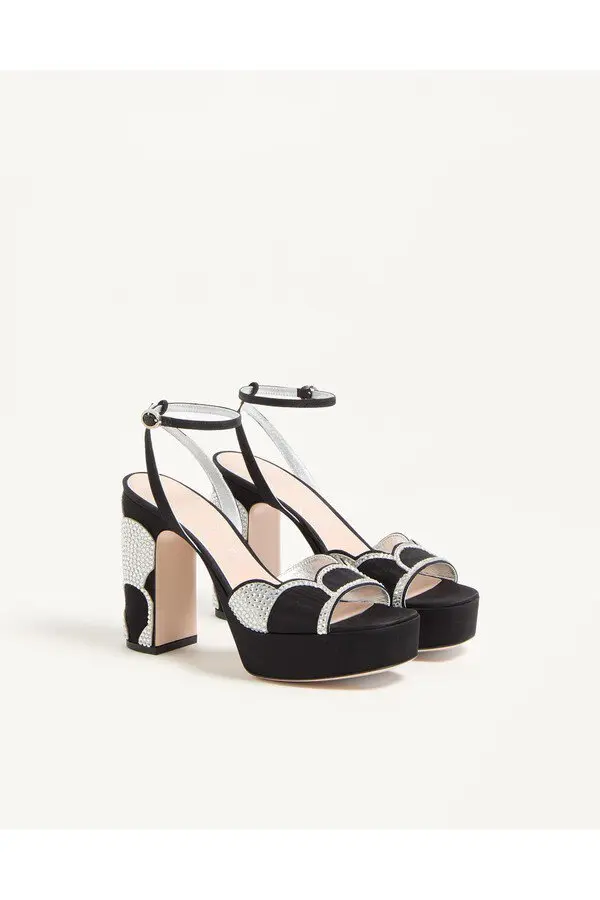 Valentino Garavani Bowow Platform Sandal With Crystals - Silver