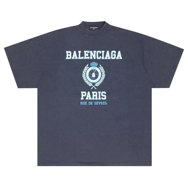 Balenciaga College Crest Oversized T-shirt 'navy - Blue