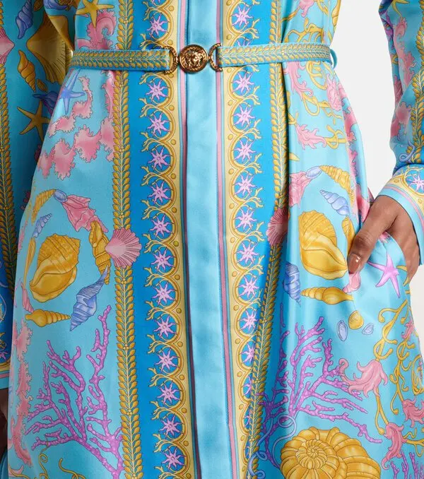Versace Underwater Barocco Silk Twill Maxi Dress