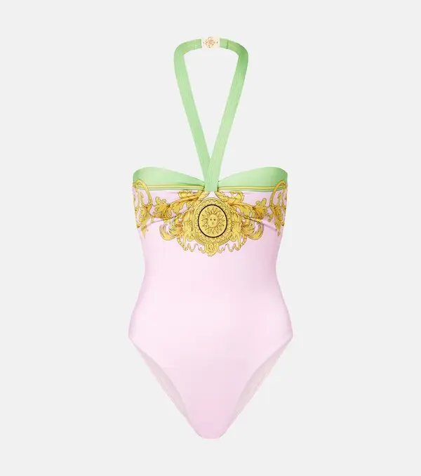 Versace Printed Halterneck Swimsuit - Multicoloured