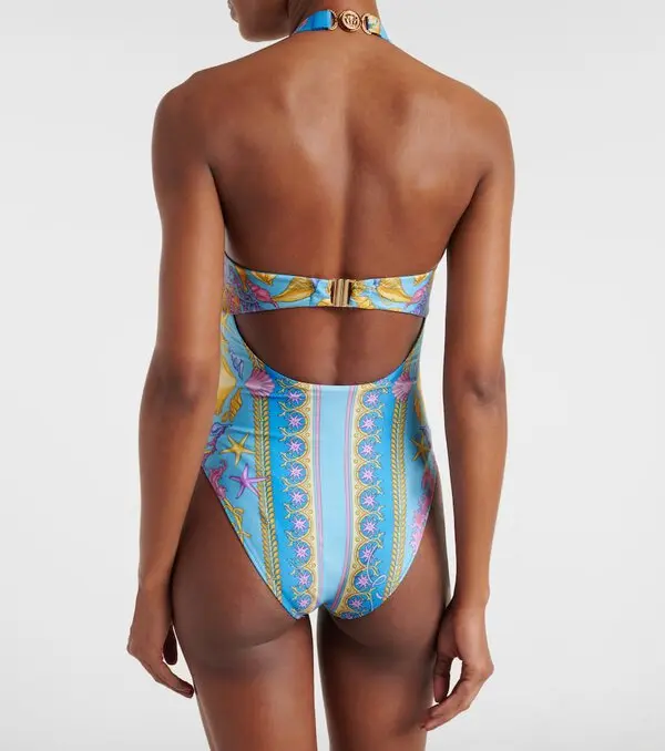 Versace Printed Halterneck One-piece Swimsuit
