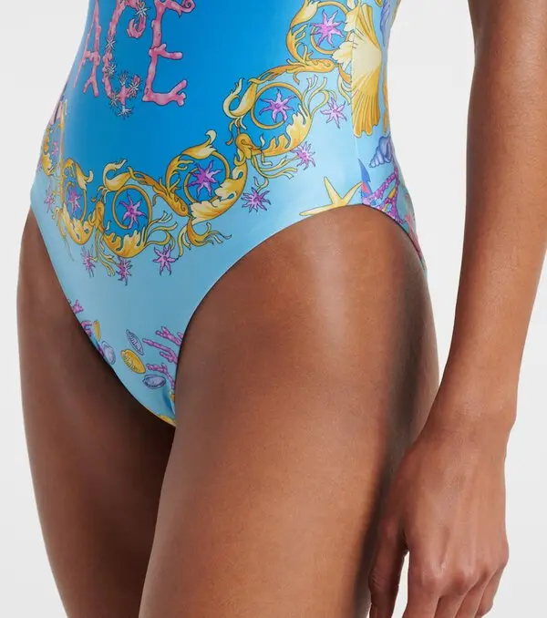Versace Printed Halterneck One-piece Swimsuit
