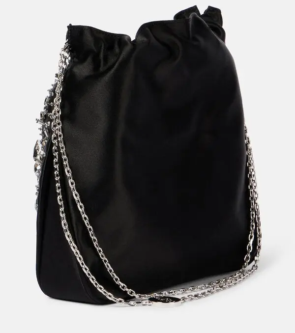 ROGER VIVIER Pilgrim Mini Embellished Bucket Bag - Black