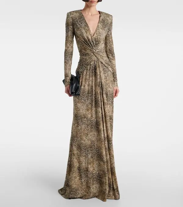 Elie Saab Animalier Printed Jersey Gown