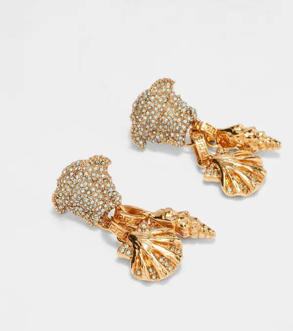 Versace La Medusa Embellished Drop Earrings