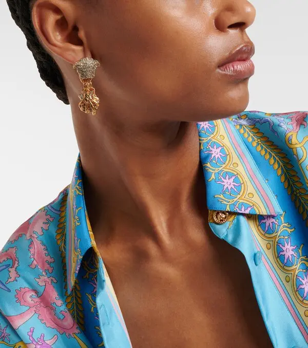 Versace La Medusa Embellished Drop Earrings