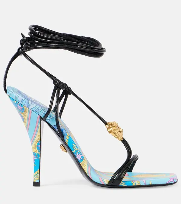 Versace La Medusa Printed Leather Sandals