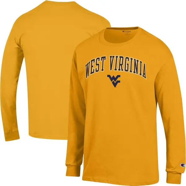 Champion West Virginia Mountaineers Arch Over Logo Long Sleeve T-shirt - Gold