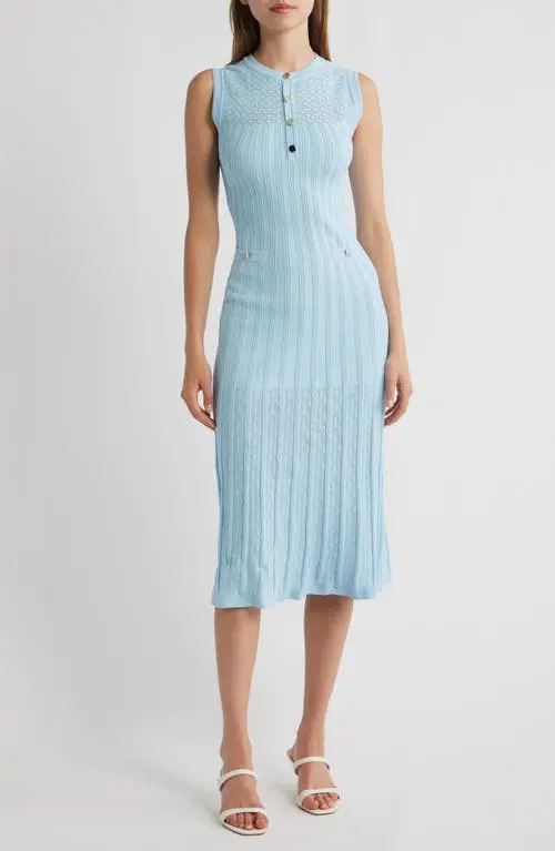 LIPSY Sleeveless Pointelle Ribbed Midi Dress