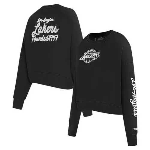 PRO STANDARD Los Angeles Lakers Paint The City Cropped Sweatshirt - Black