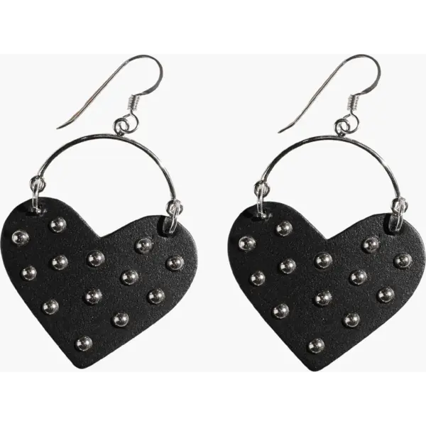 NICKEL & SUEDE Studded Harlow Earrings - Black/silver
