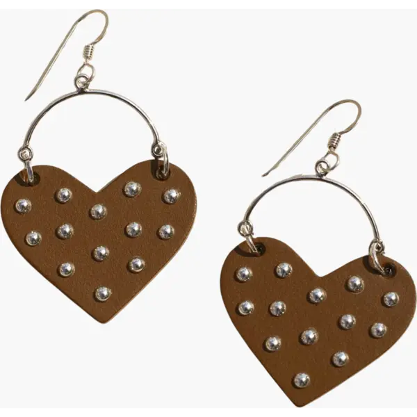 NICKEL & SUEDE Studded Harlow Earrings - Brown/silver