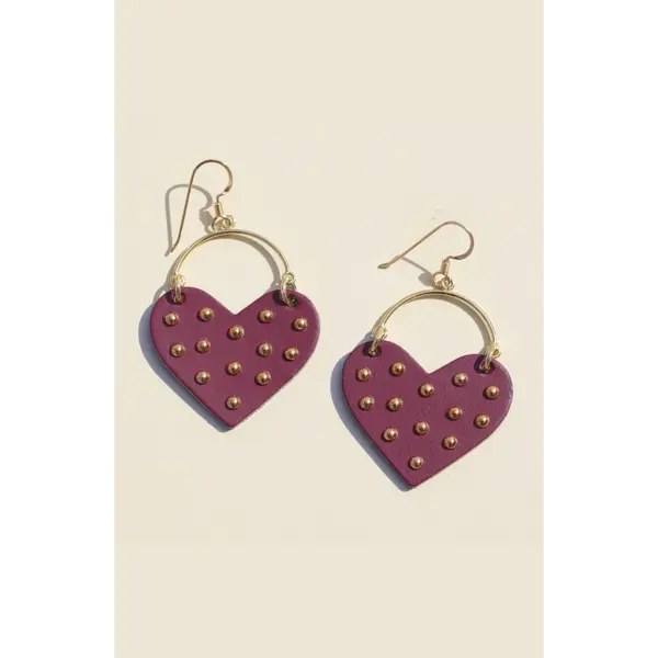 NICKEL & SUEDE Studded Harlow Earrings - Burgundy/gold