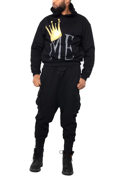 DAI MODA Crown Me Fleece Hoodie - Black