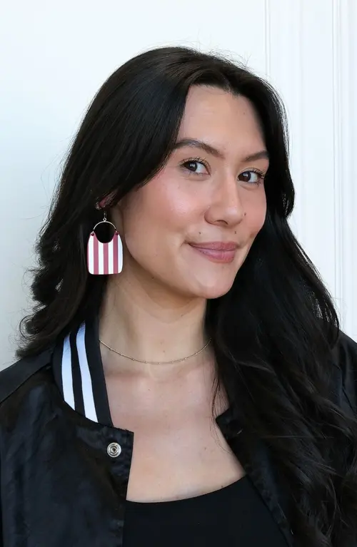 NICKEL & SUEDE Hoosier Stripe Charlie Earrings - Red/silver