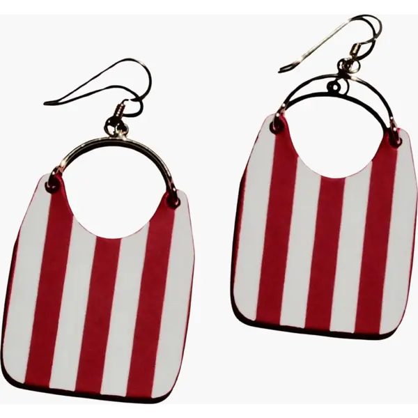 NICKEL & SUEDE Hoosier Stripe Charlie Earrings - Red/silver