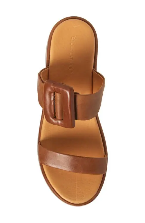 CHOCOLAT BLU Platform Wedge Sandals - Camel Leather