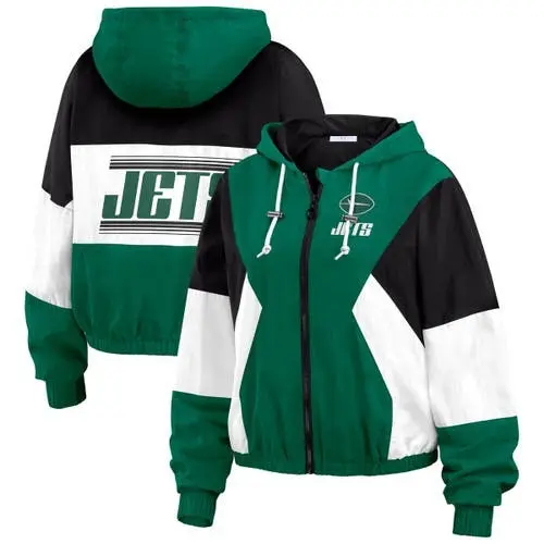 WEAR BY ERIN ANDREWS New York Jets Color Block Windbreaker Jacket - Green
