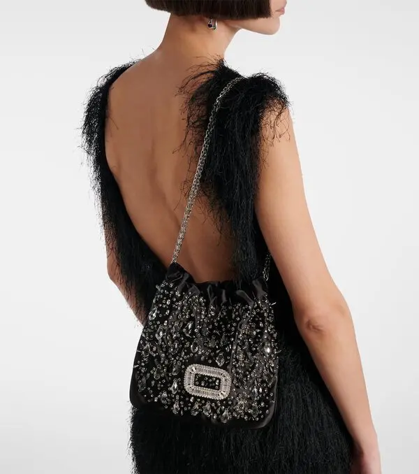 ROGER VIVIER Pilgrim Mini Embellished Bucket Bag