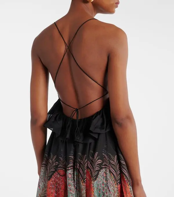 Zimmermann Rhiannon Paisley Ruffled Maxi Dress - Black