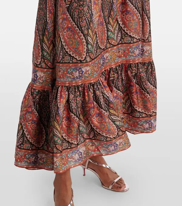 Zimmermann Rhiannon Paisley Ruffled Maxi Dress - Black