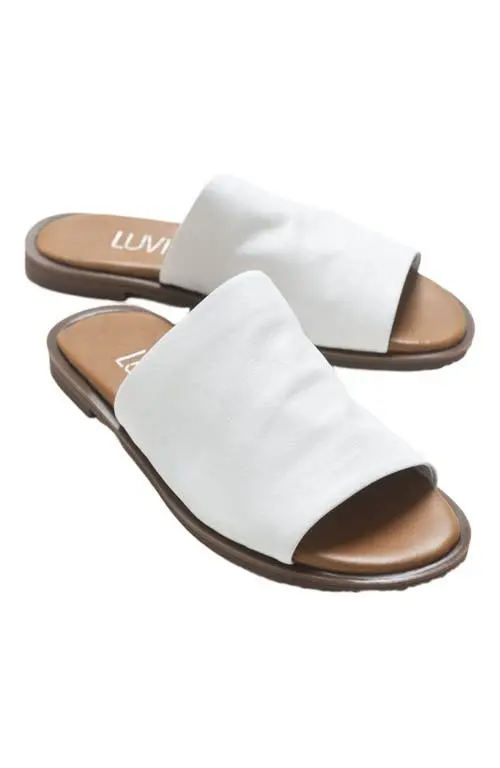 FOREVER & ALWAYS SHOES Leather Slide Sandal