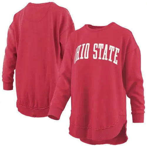 PRESSBOX Ohio State Buckeyes Melange Poncho Fleece Pullover Sweatshirt - Scarlet