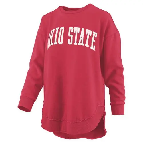 PRESSBOX Ohio State Buckeyes Melange Poncho Fleece Pullover Sweatshirt - Scarlet