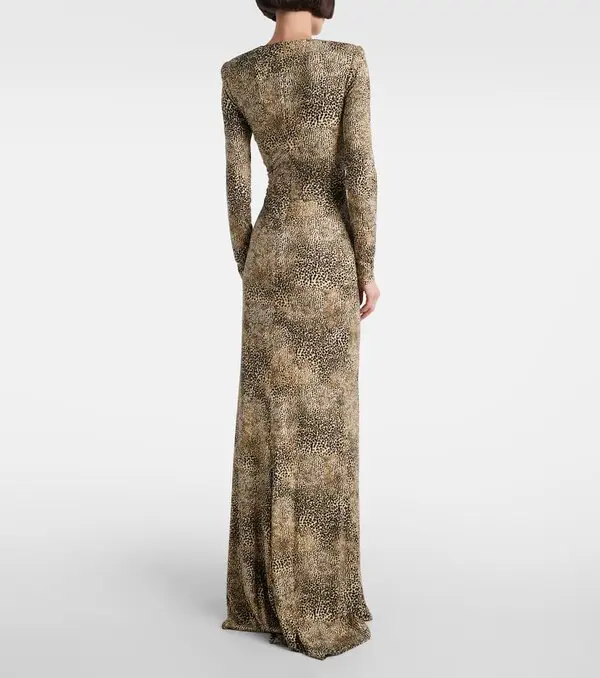 Elie Saab Animalier Printed Jersey Gown