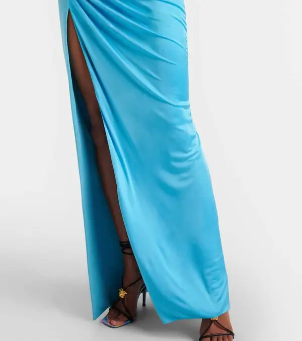 Versace Medusa Draped Gown - Blue