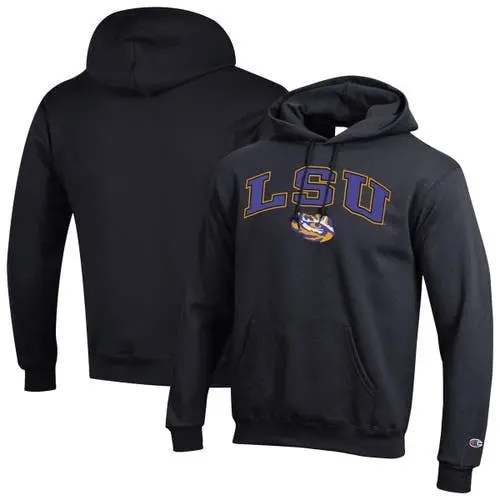 Champion Lsu Tigers Arch Over Logo Pullover Hoodie - Black
