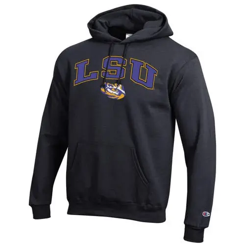 Champion Lsu Tigers Arch Over Logo Pullover Hoodie - Black
