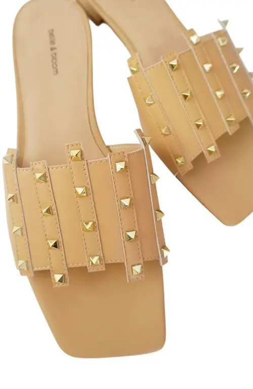 BELLE & BLOOM Studded Leather Slides - Tan