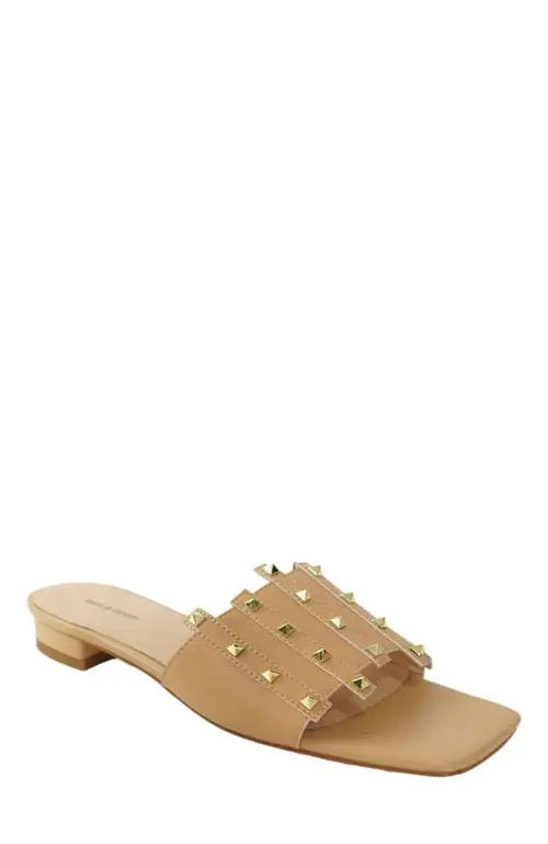 BELLE & BLOOM Studded Leather Slide - Tan