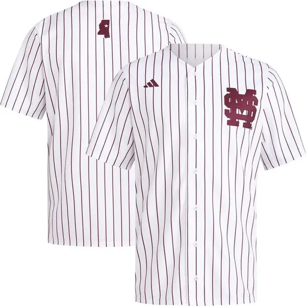Adidas Mississippi State Bulldogs Replica Baseball Jersey - White