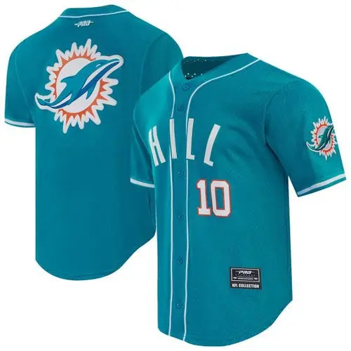 PRO STANDARD Tyreek Hill Miami Dolphins Mesh Button-up Baseball Jersey - Aqua