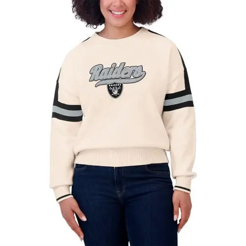 WEAR BY ERIN ANDREWS Las Vegas Raiders Stripe Pullover Sweater By