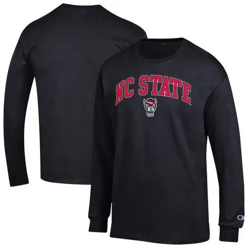 Champion Nc State Wolfpack Arch Over Logo Long Sleeve T-shirt - Black