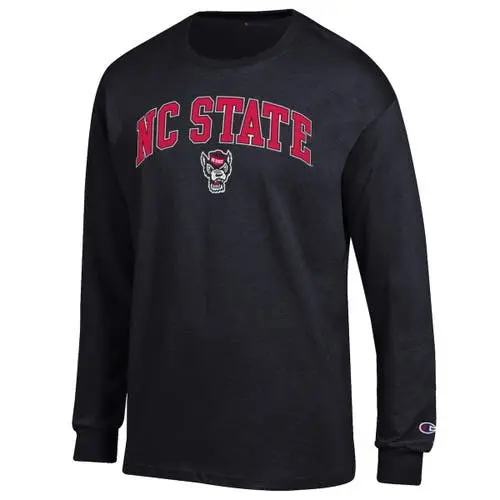 Champion Nc State Wolfpack Arch Over Logo Long Sleeve T-shirt - Black