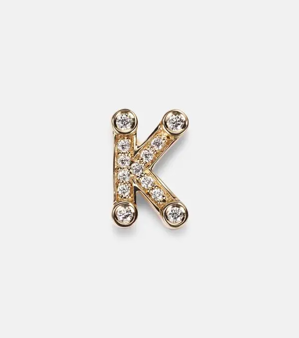 Sophie Bille Brahe Initial Petite Single Earring With Diamonds - Gold