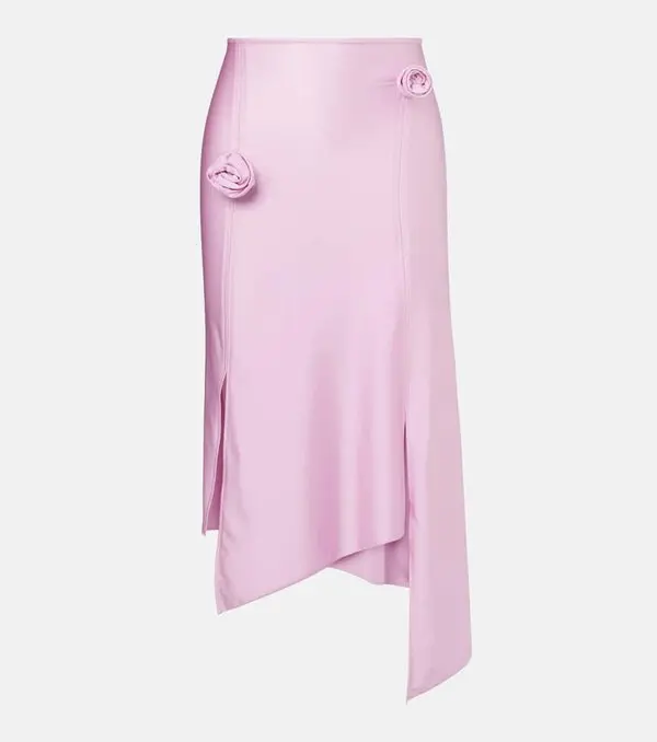 Coperni Floral-applique Satin Midi Skirt - Pink