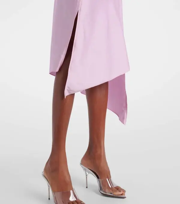 Coperni Floral-applique Satin Midi Skirt - Pink