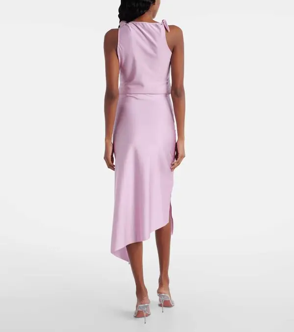 Coperni Floral-applique Satin Midi Skirt - Pink
