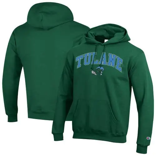 Champion Tulane Wave Arch Over Logo Pullover Hoodie